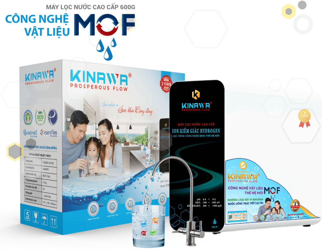 Máy lọc nước ion kiềm Hydrogen KINAWA | Công nghệ vật liệu MOFs
